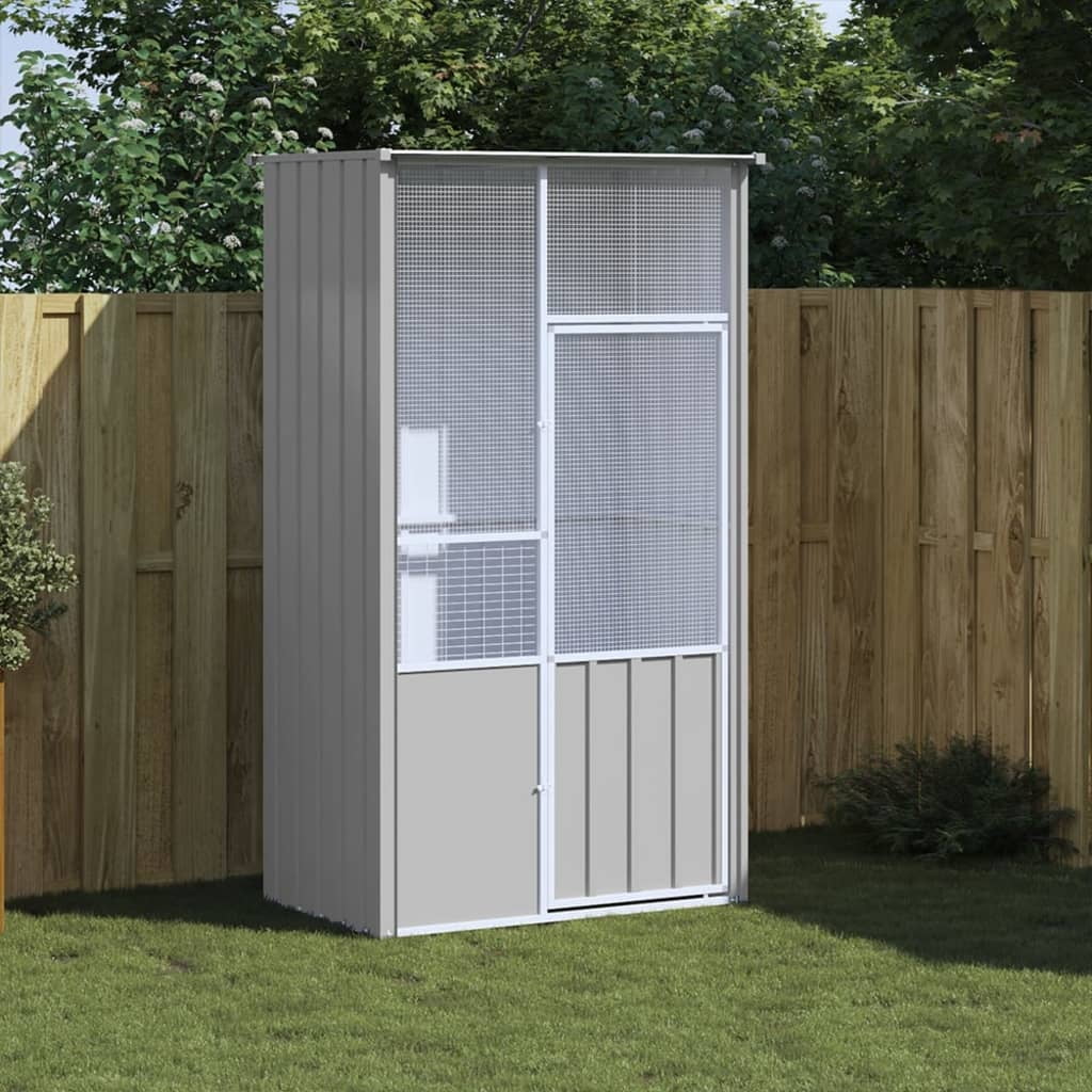 vidaXL Large Outdoor Bird Cage, Galvanized Steel Parrot House with ...