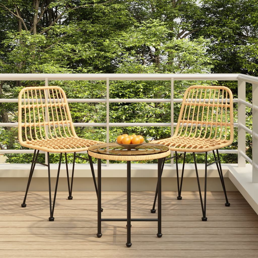 vidaXL Bistro Set Outdoor Patio Balcony Table and Chairs Rattan Look 3 ...