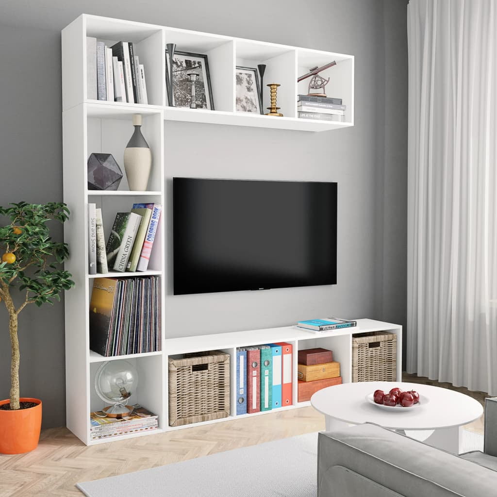 vidaXL Book/TV Cabinet Set 3 Piece Bookshelves Stand HiFi Unit Multi ...