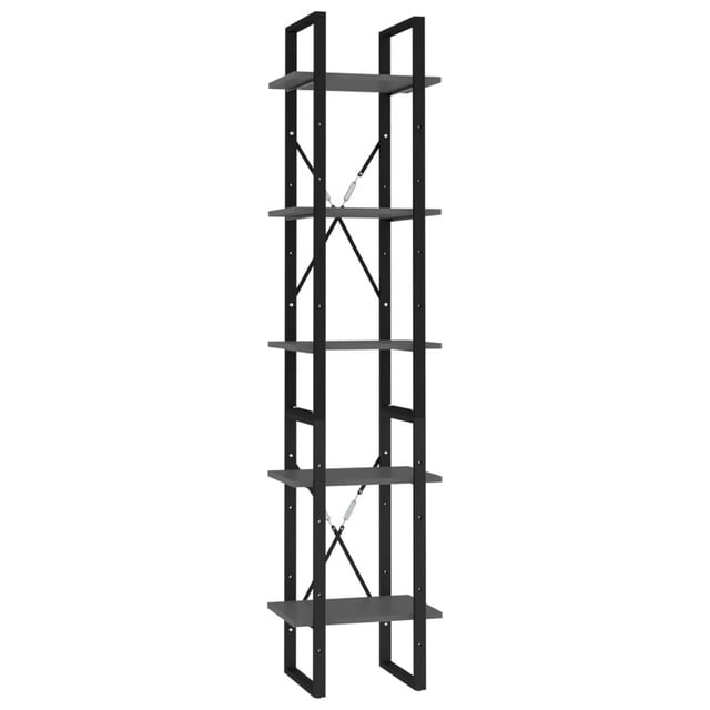 vidaXL Bookshelf 5-Tier Bookcase Book Rack Standing Shelves Engineered ...