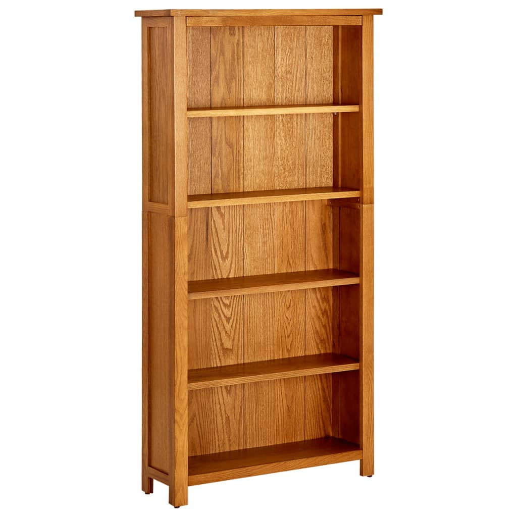 vidaXL Solid Oak Wood Bookshelf, 7-Tier Open Shelves, Decorative Living ...