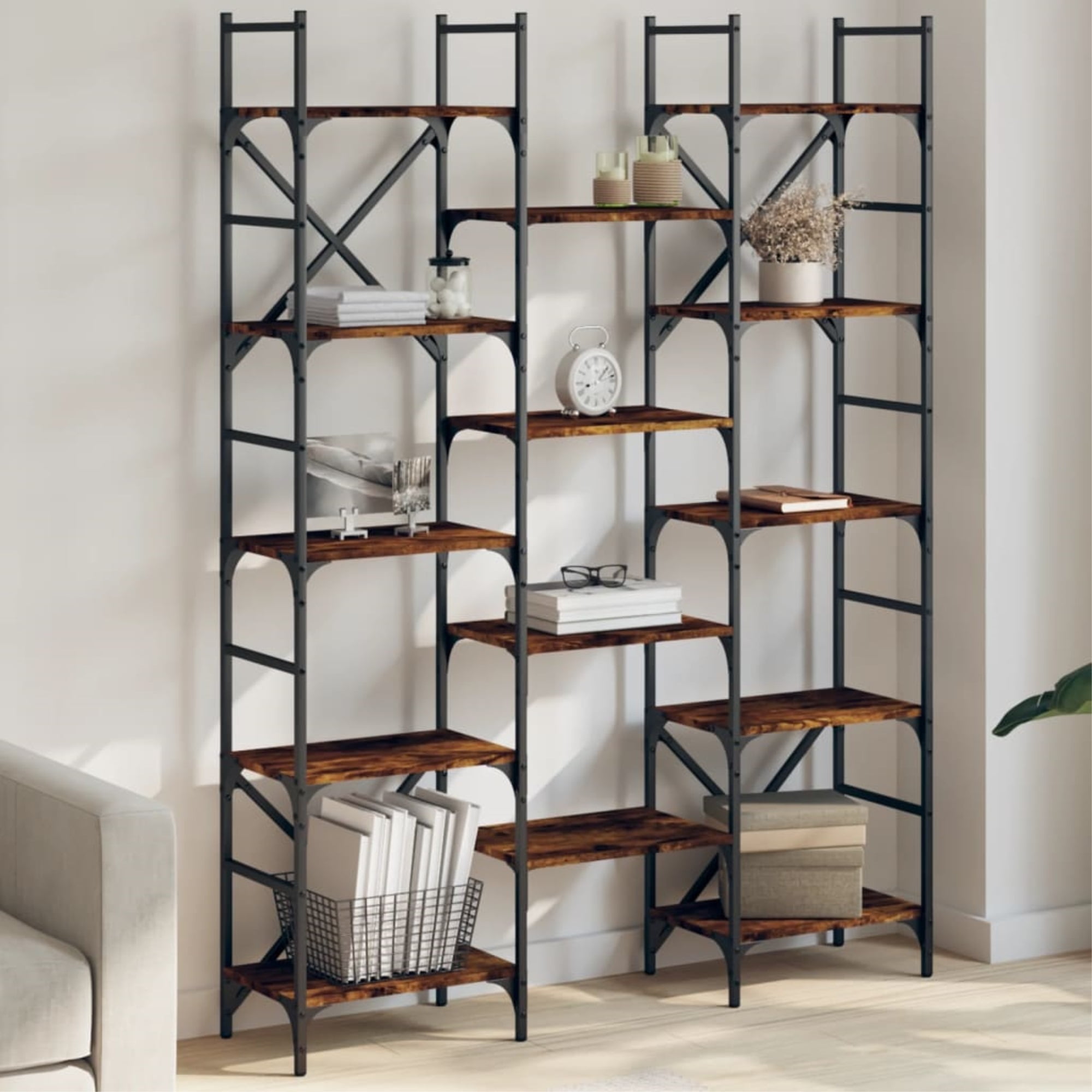 vidaXL Bookshelf Bookcase Storage Display Shelf Rack Office Engineered ...