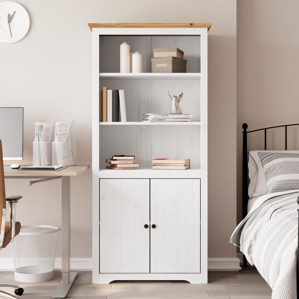 vidaXL Bookshelf Storage File Cabinet Shelf with Doors BODO Solid Wood ...
