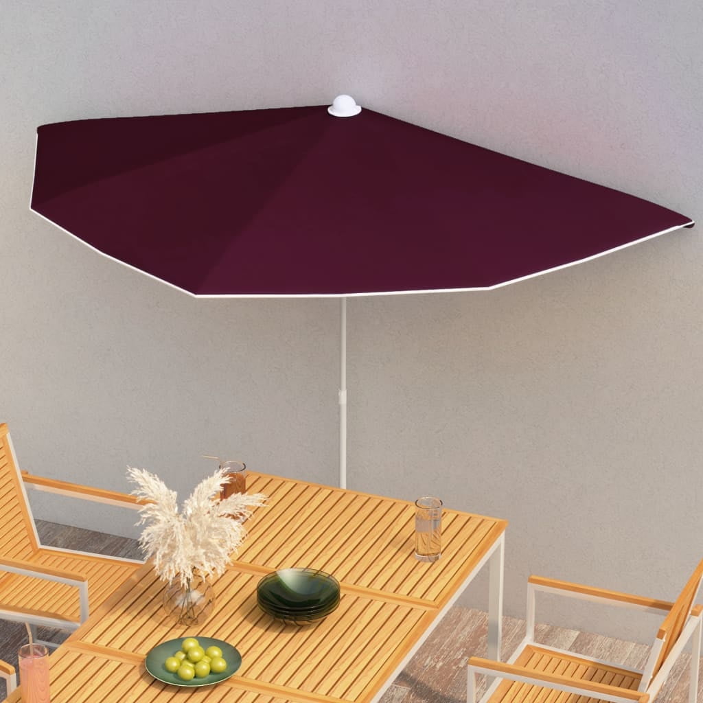 vidaXL Garden Parasol Bordeaux Red Polyester, Steel Medium Collapsible ...
