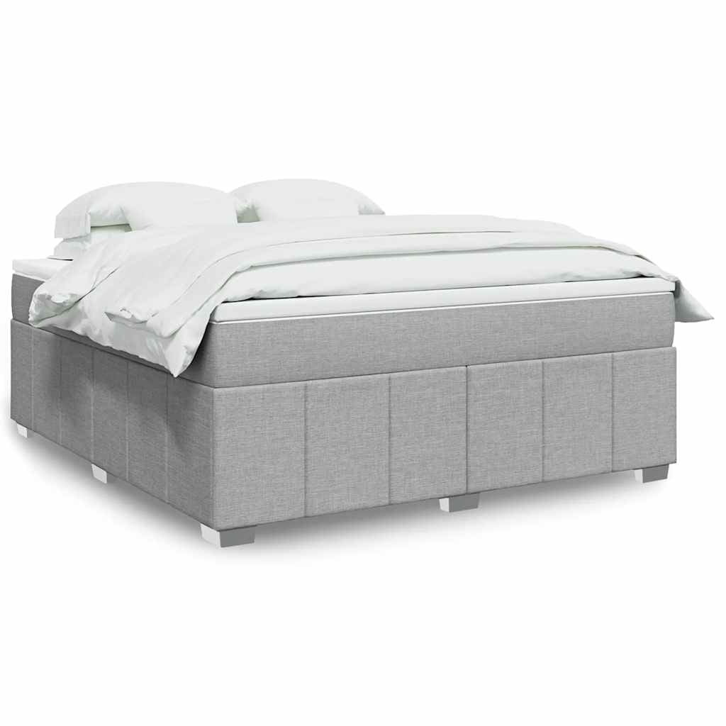 vidaXL Box Spring Bed with Mattress Light Gray King Fabric - Walmart.com