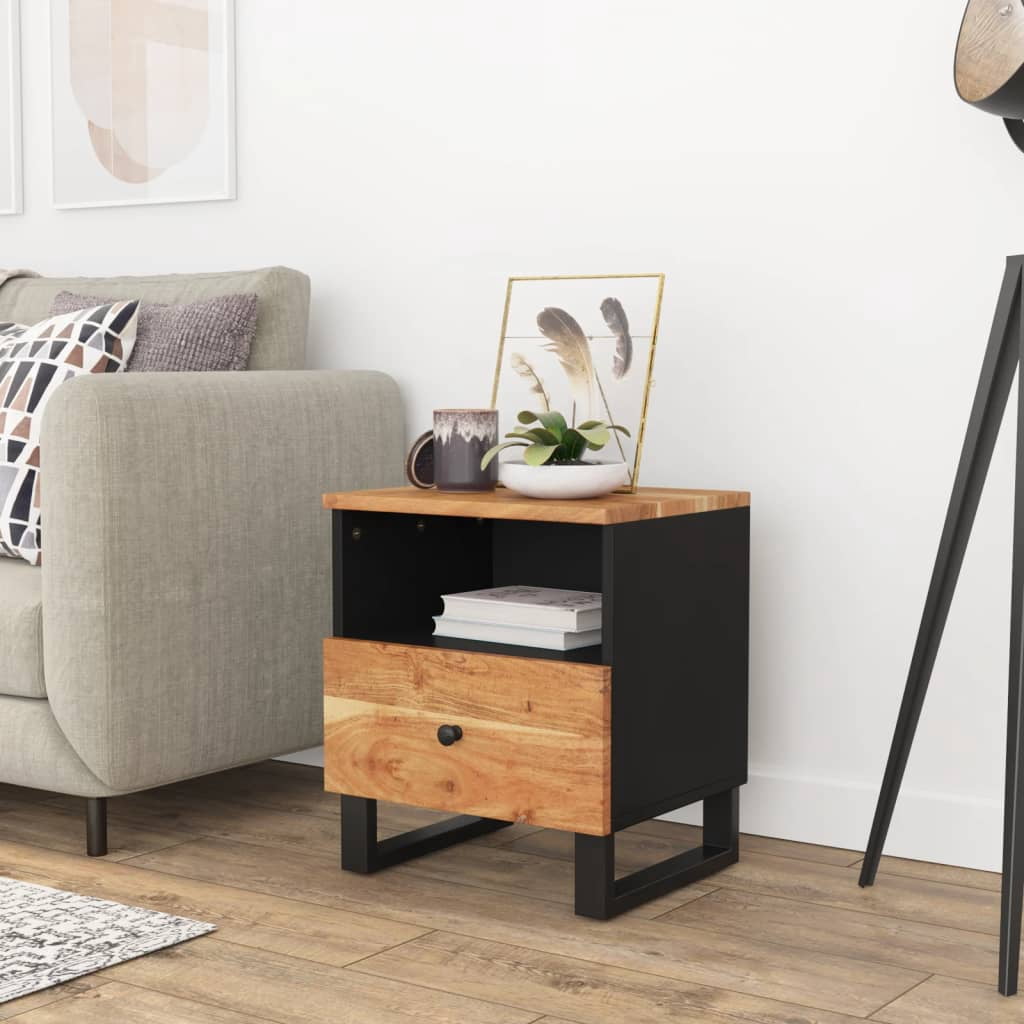 vidaXL Cabinet Storage Accent Nightstand End Table for Bedroom Solid ...