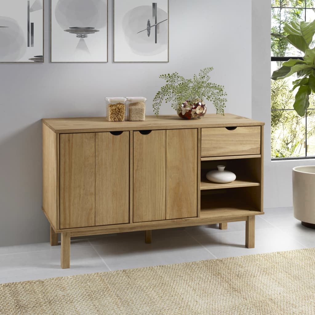 vidaXL Cabinet Storage Sideboard Cupboard with Doors OTTA Solid Wood ...