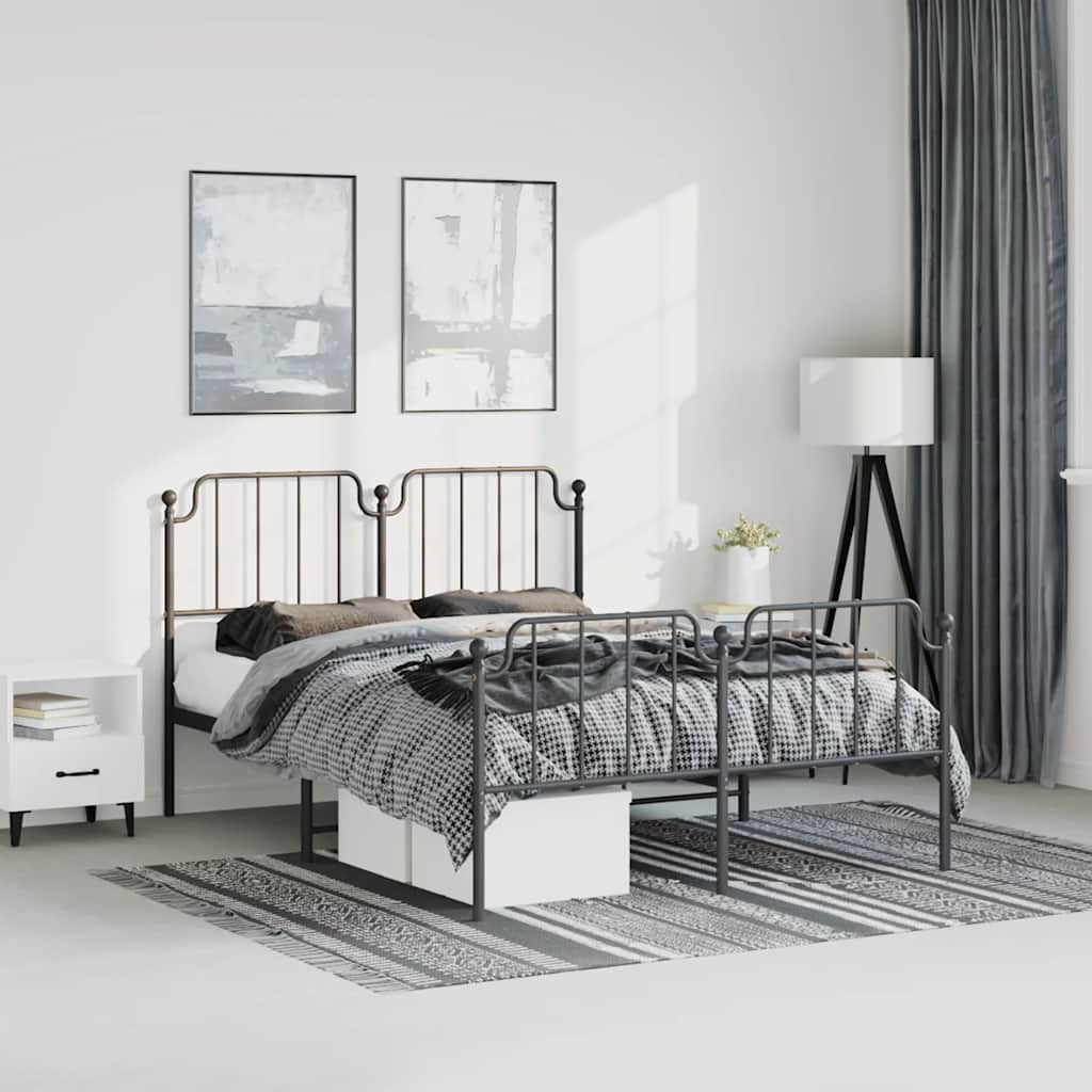 vidaXL California King Metal Bed Frame with Headboard & Footboard ...