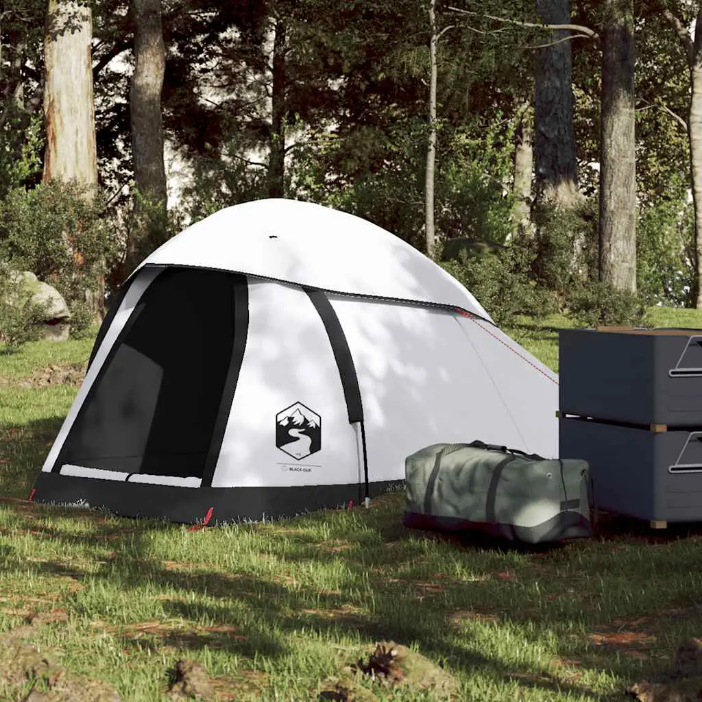 vidaXL Camping Tent Dome 1-Person White Blackout Fabric Waterproof ...