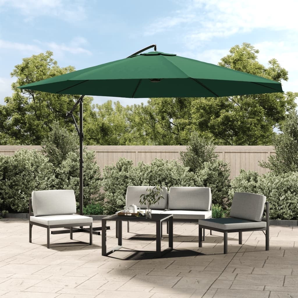 vidaXL Cantilever Garden Parasol Solid green Polyester canopy Large ...