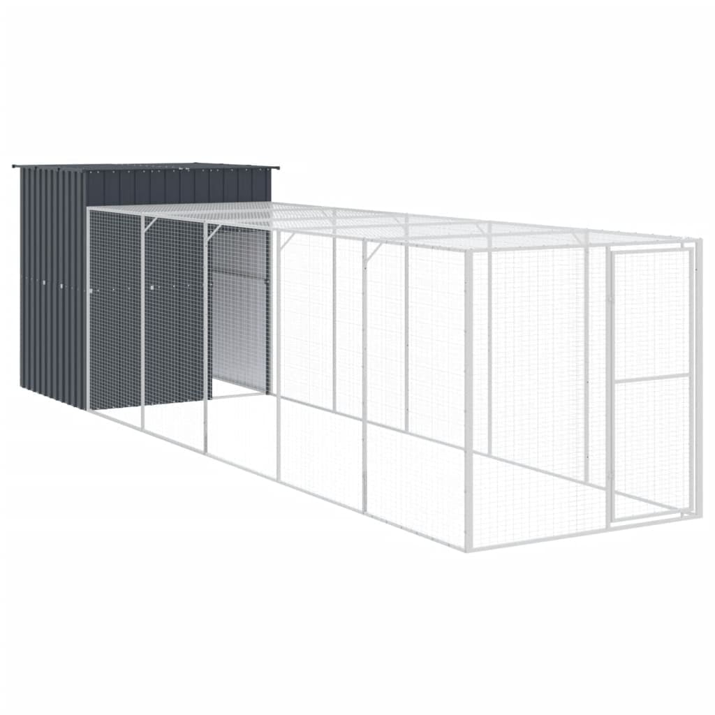 vidaXL Chicken Coop Metal Chicken Cage Animal House with Run Galvanized ...