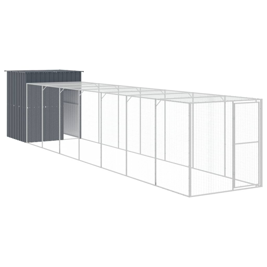 vidaXL Chicken Coop Metal Chicken Cage Animal House with Run Galvanized ...