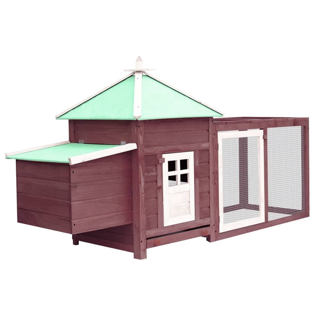 vidaXL Chicken Coop and Run Hen House with Nesting Box Chicken Pen ...
