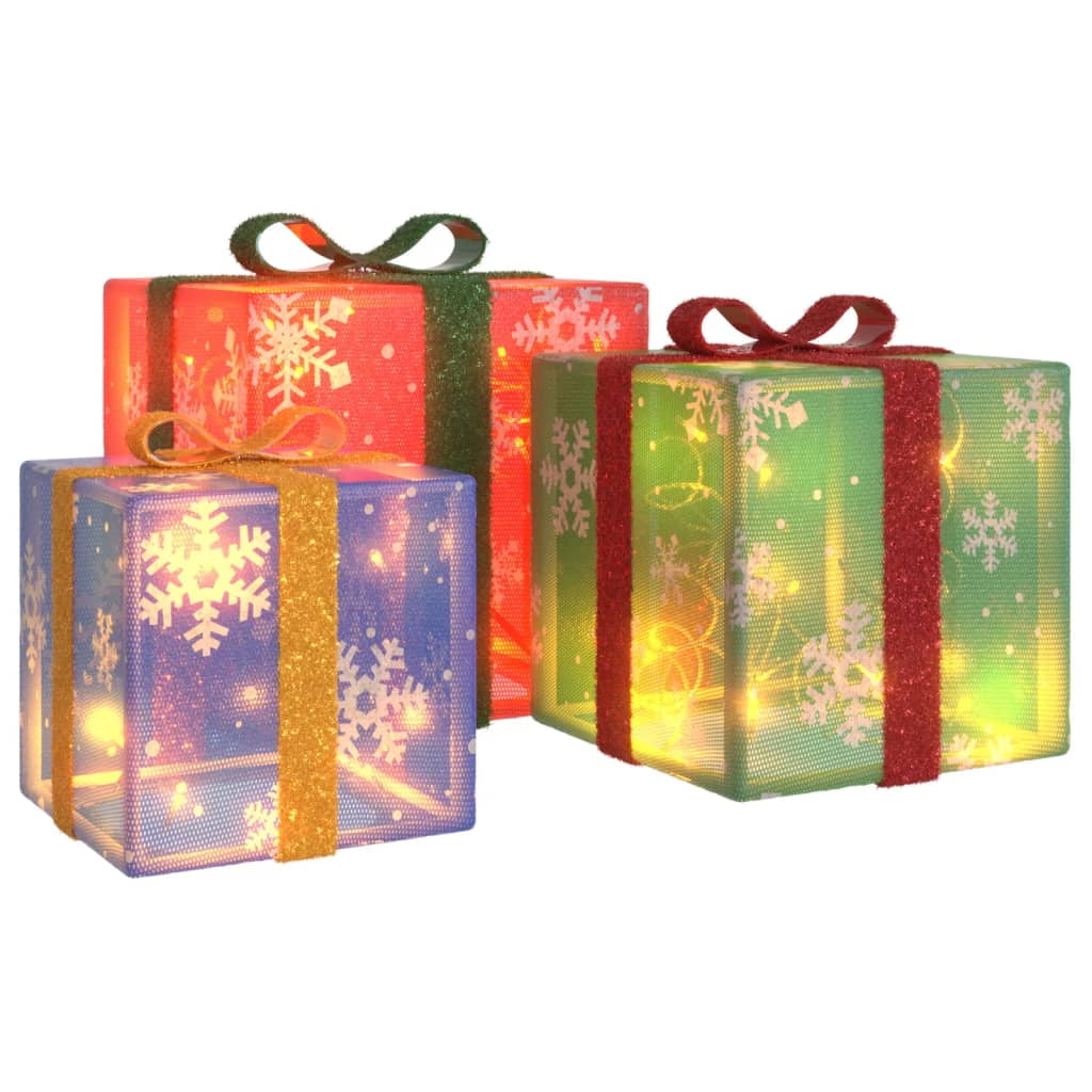 vidaXL Christmas Decoration 3 Pcs Christmas Lighted Gift Box Present 64 ...