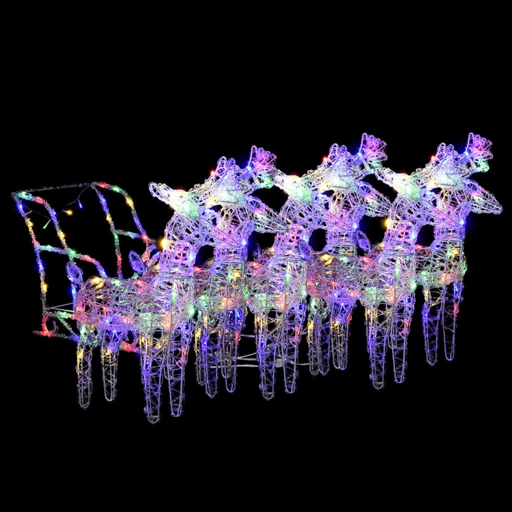 vidaXL Christmas Decoration Lighted Reindeer and Sleigh with LEDs ...