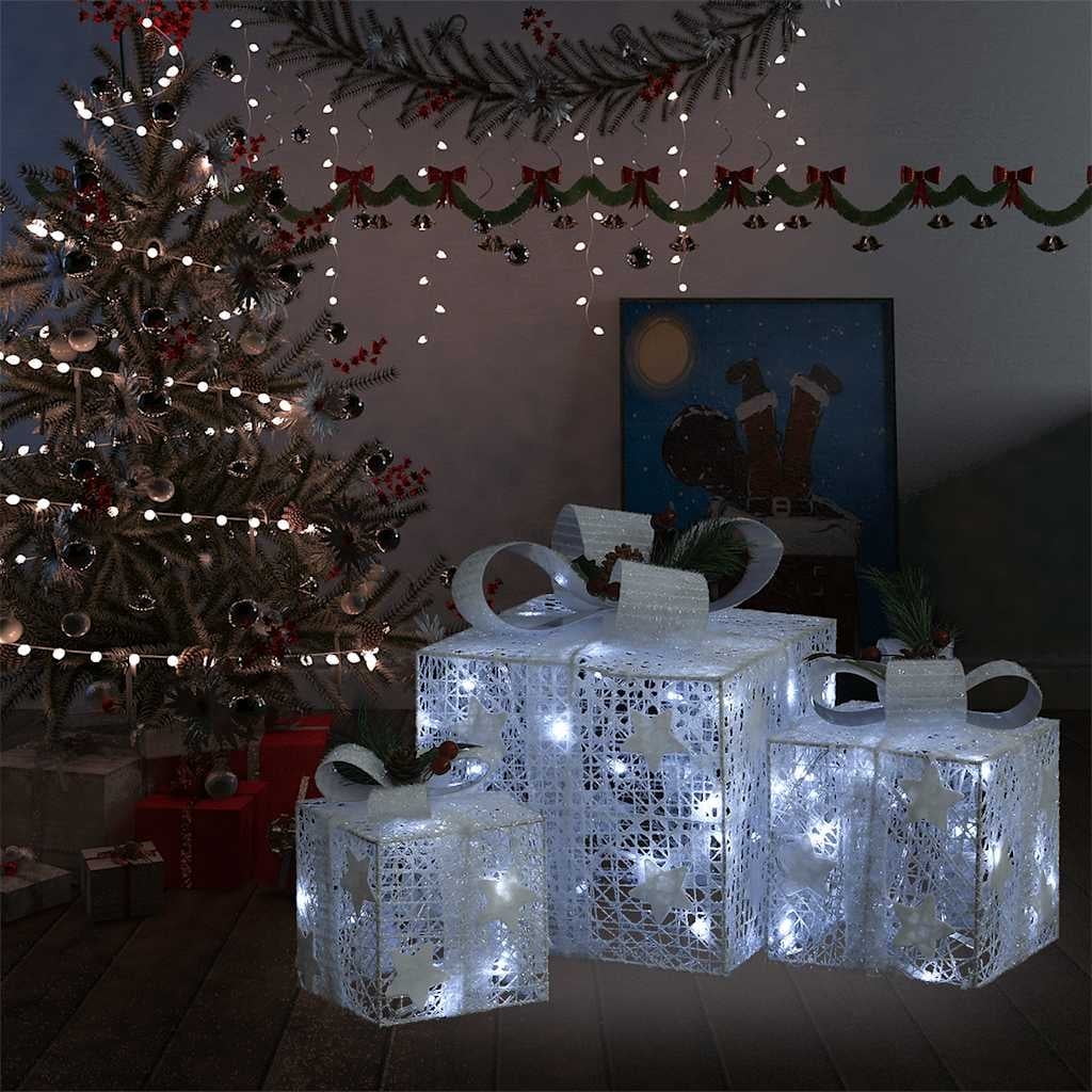 vidaXL Christmas Gift Boxes Decorative with LED Lights 3 Pcs - Walmart.com