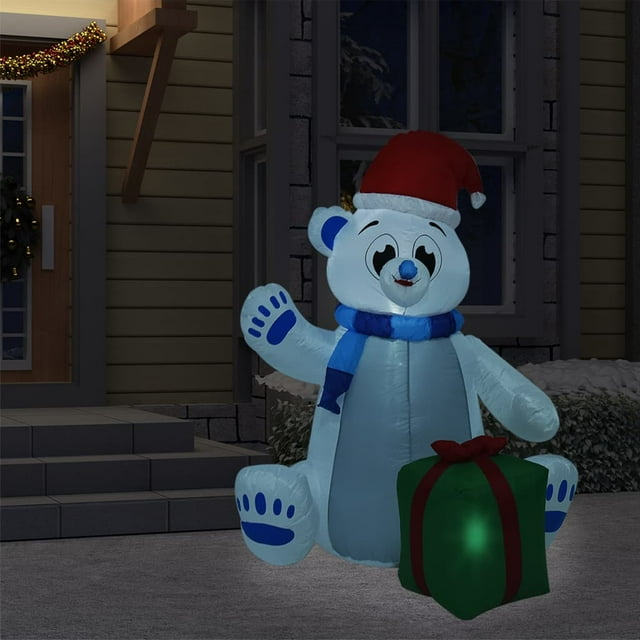 Vidaxl Christmas Inflatable Polar Bear Led Indoor And Outdoor 6 Ft
