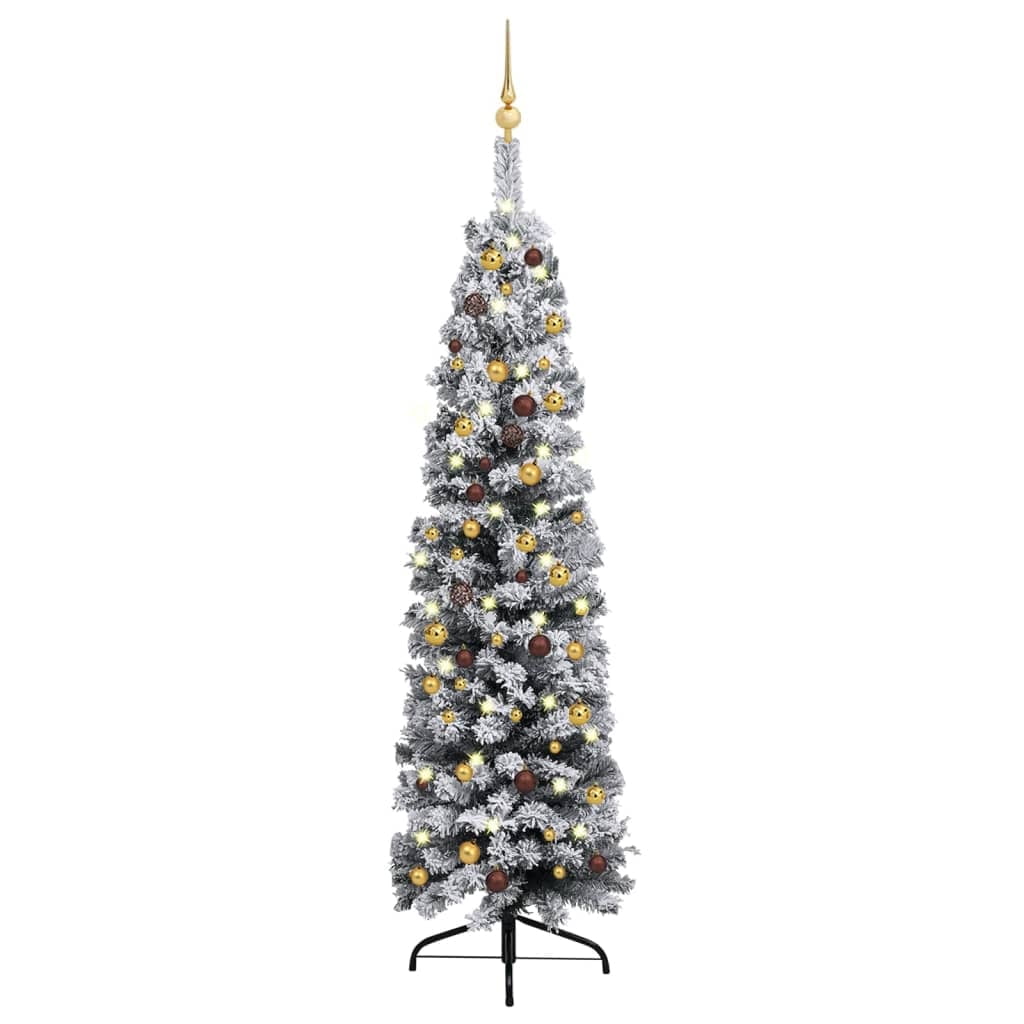 vidaXL Christmas Tree Decoration Artificial Slim Tree with LEDs and ...