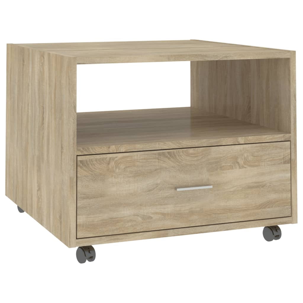 vidaXL Coffee Table End Table Accent Sofa Table with Wheels Engineered ...
