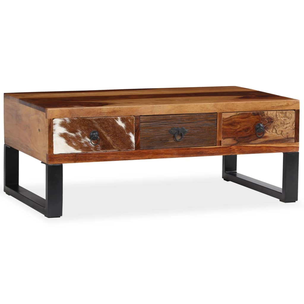 vidaXL Coffee Table End Table Side Sofa Table with Drawers Solid Wood ...