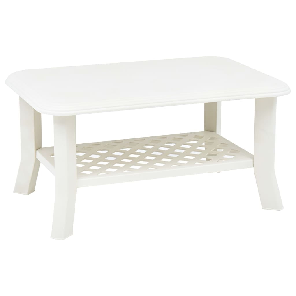 vidaXL Rectangle Outdoor Coffee Table, White Plastic, 35.4x23.6x18.1 ...