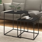 vidaXL Modern 2 Pieces Engineered Wood and Metal Coffee Table, Black ...