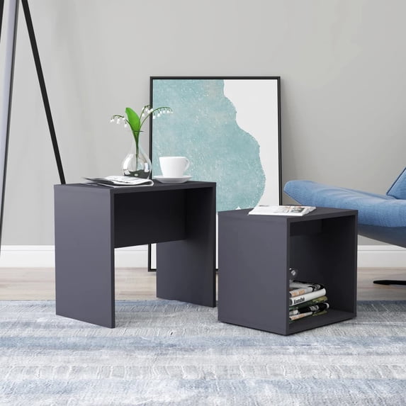 vidaXL Coffee Table Set Nesting End Table for Living Room Engineered ...
