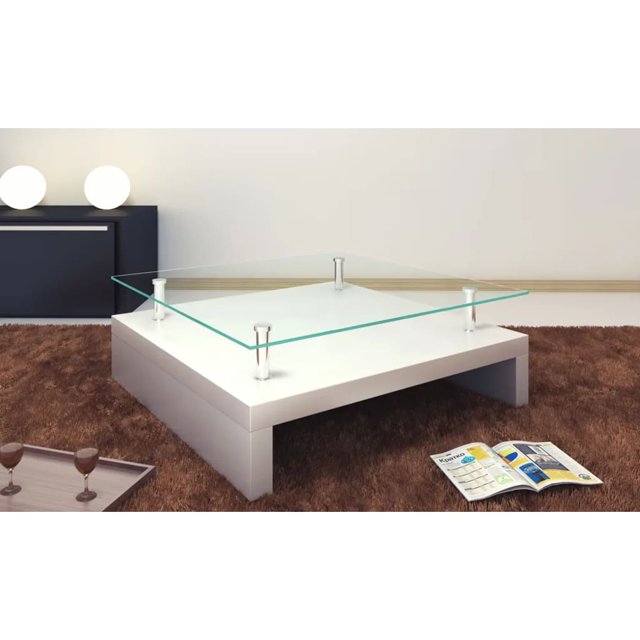 vidaXL Coffee Table with Glass Top White - Walmart.com