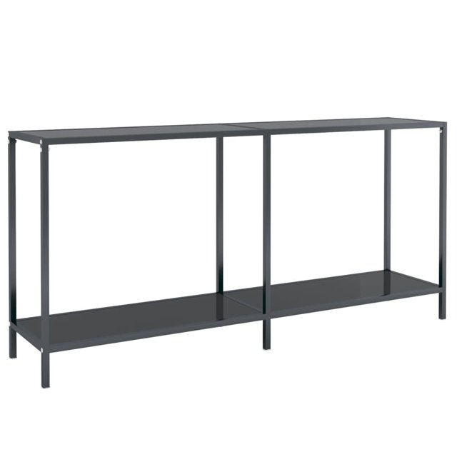 vidaXL Console Table Accent Side Table with Steel Frame Black Tempered ...
