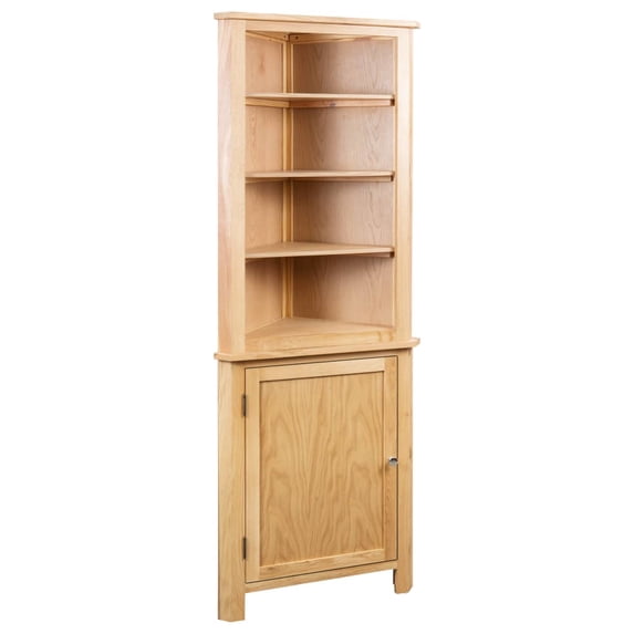 vidaXL Solid Oak Wood Corner Cabinet for Bathroom with Shelves ...