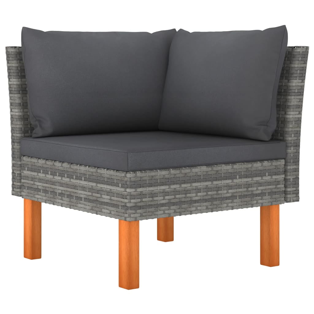 vidaXL Corner Sofa Poly Rattan and Solid Eucalyptus Wood - Walmart.com