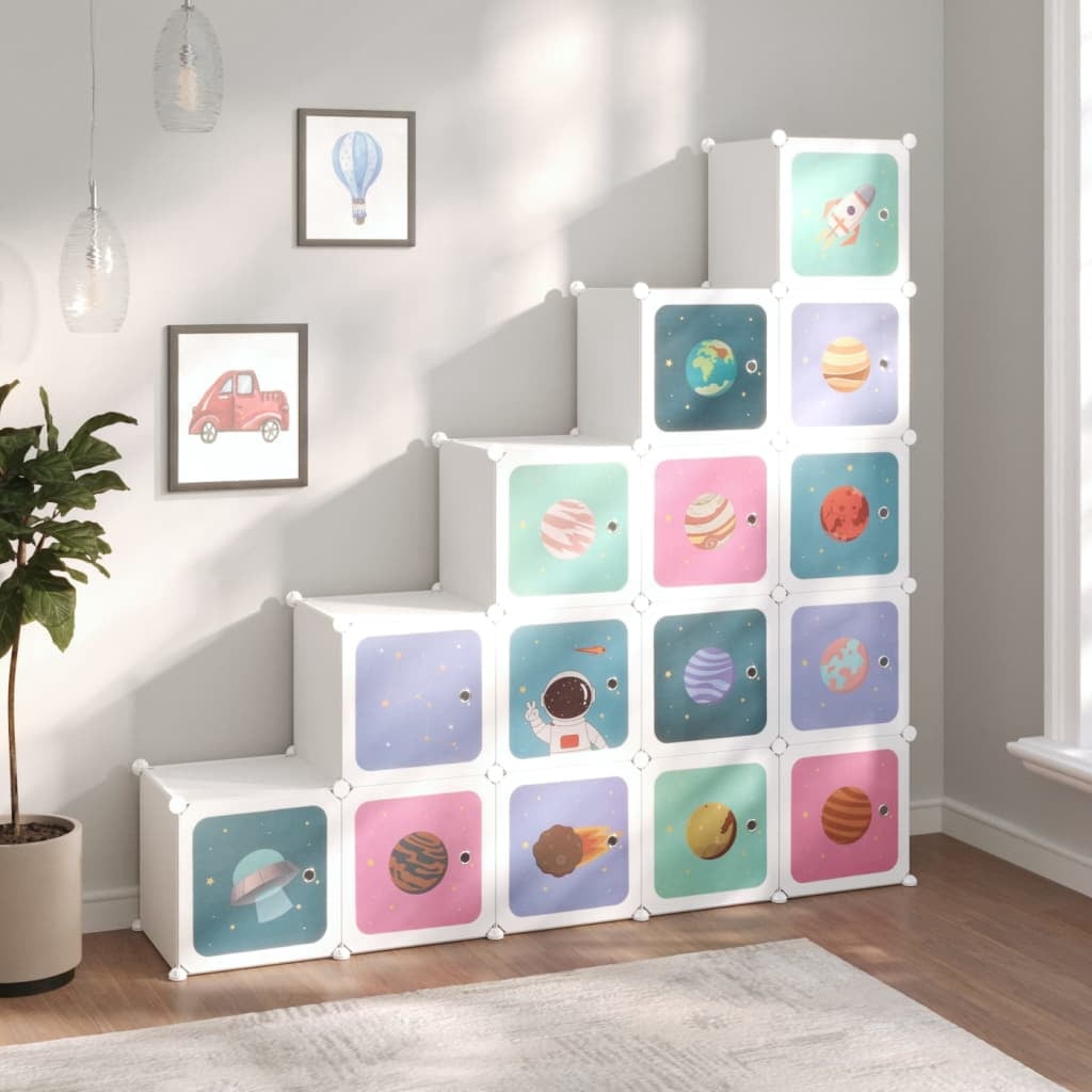 vidaXL Cube Storage Cabinet for Kids with 15 Cubes, White - Walmart.com