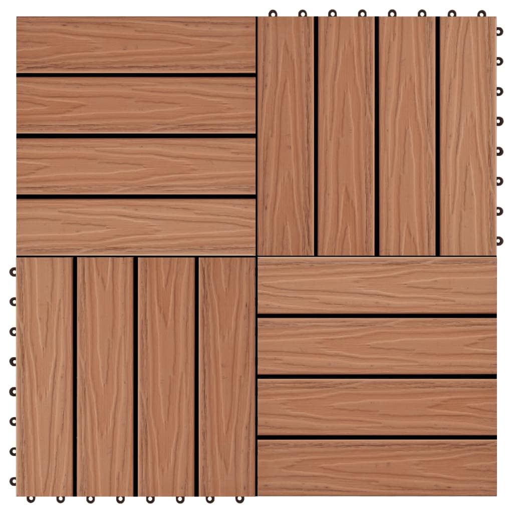 vidaXL Decking Tile Interlocking Flooring Tile 11 pcs Deep Embossed WPC ...