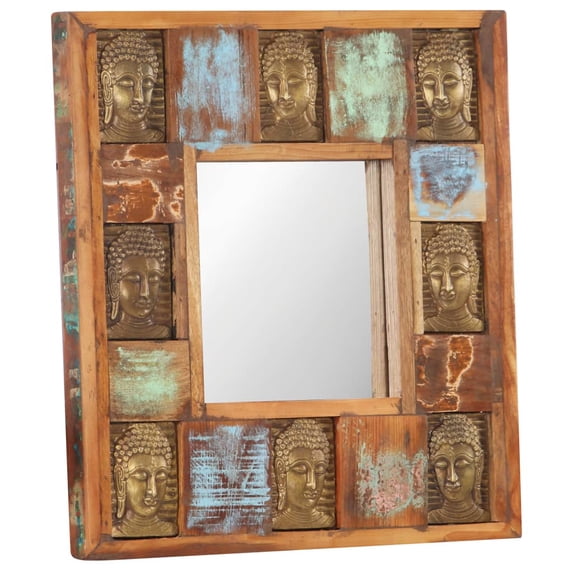 vidaXL Decorative Mirror Wall Mirror with Buddha Cladding Solid ...