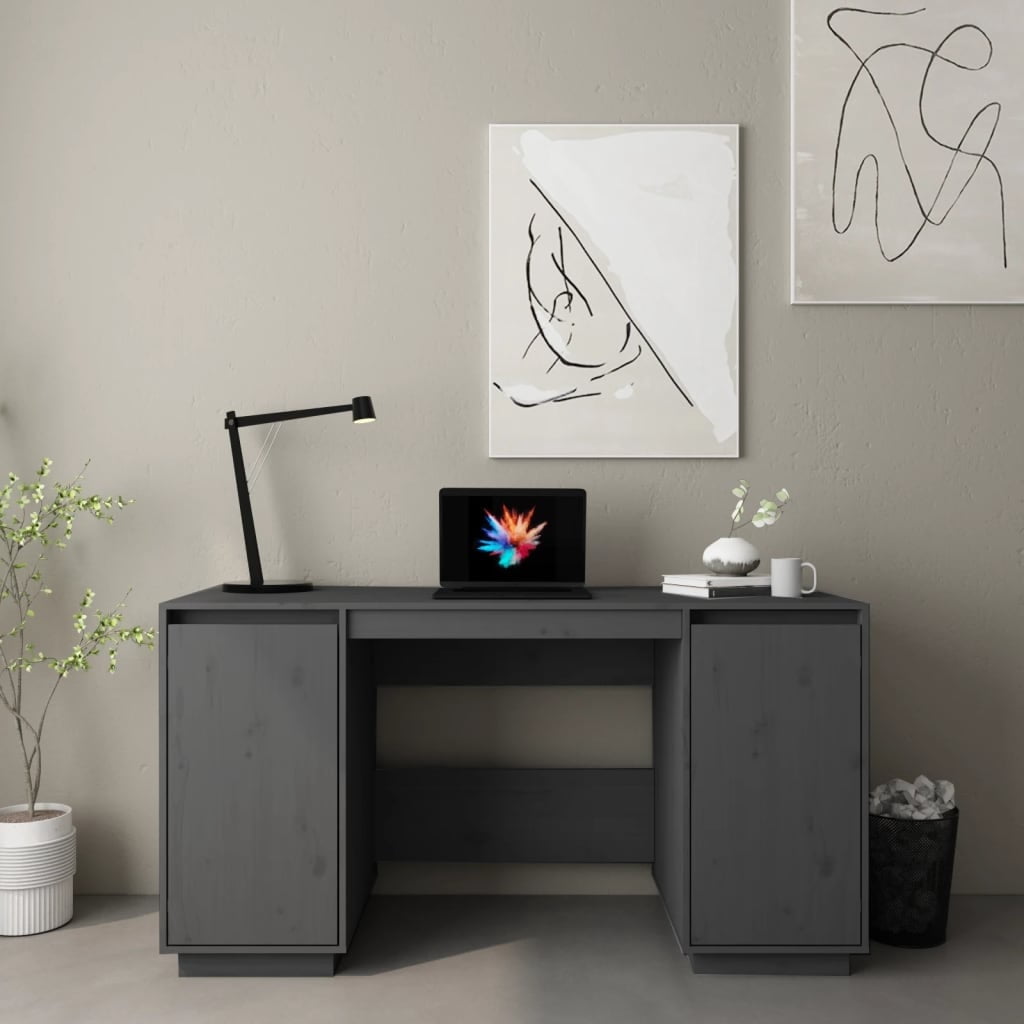vidaXL Desk Computer Desk with Storage Cabinet for Home Office Solid ...