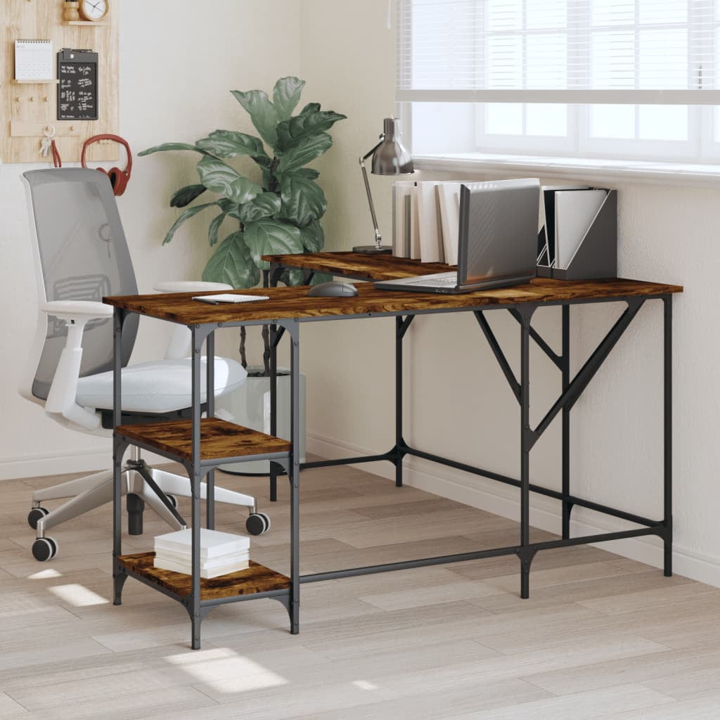 vidaXL Desk Smoked Oak 54.7"x54.7"x29.5" Engineered Wood - Walmart.com