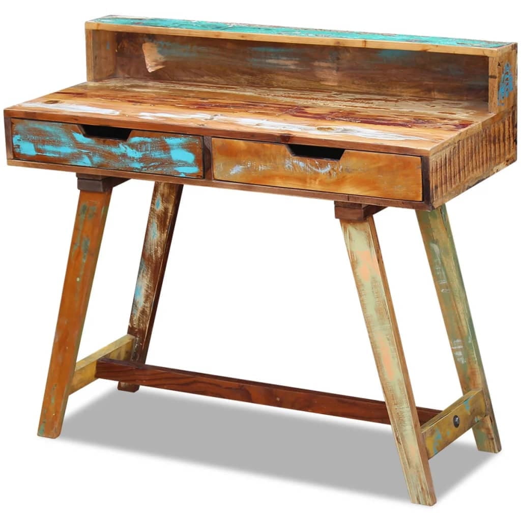 vidaXL Solid Reclaimed Wood Computer Desk with Vintage Style - Walmart.com