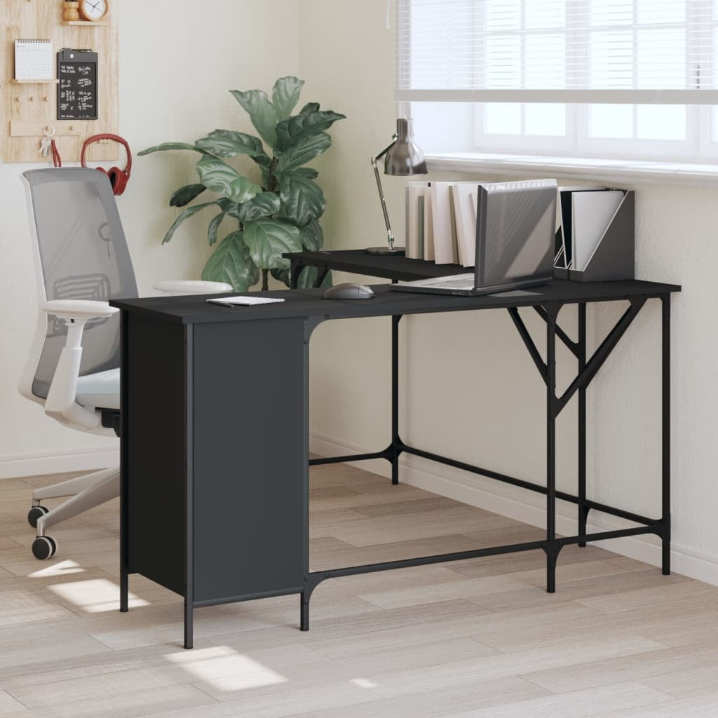 vidaXL Desk Storage L-shape Computer Study Table with Shelves ...