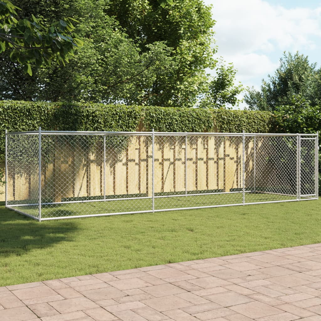 vidaXL Dog Cage Grey Galvanized Steel Large Durable Dog Cage - Walmart.com