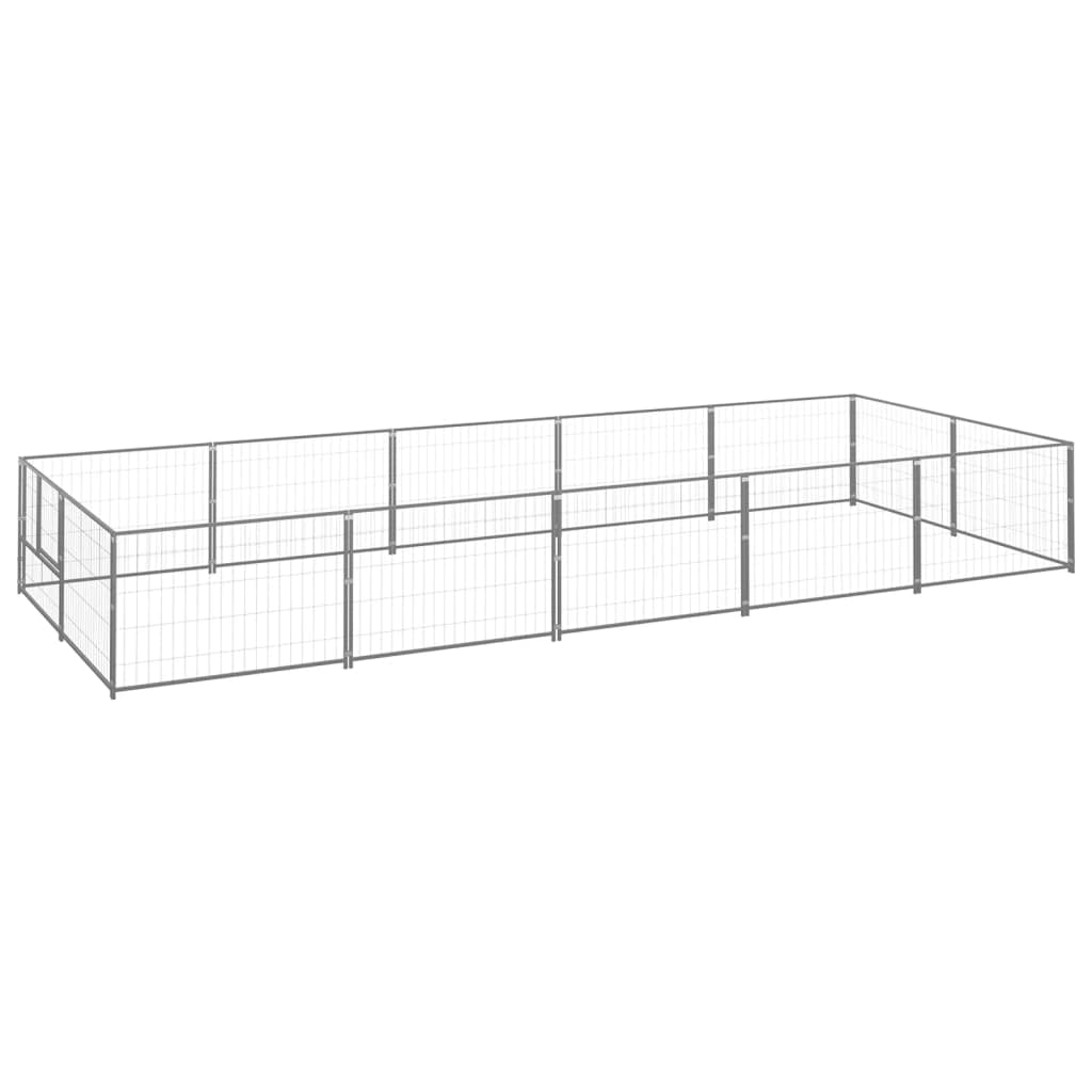 vidaXL Dog Kennel Silver 107.6 ftÂ² Steel, 3082121 - Walmart.com