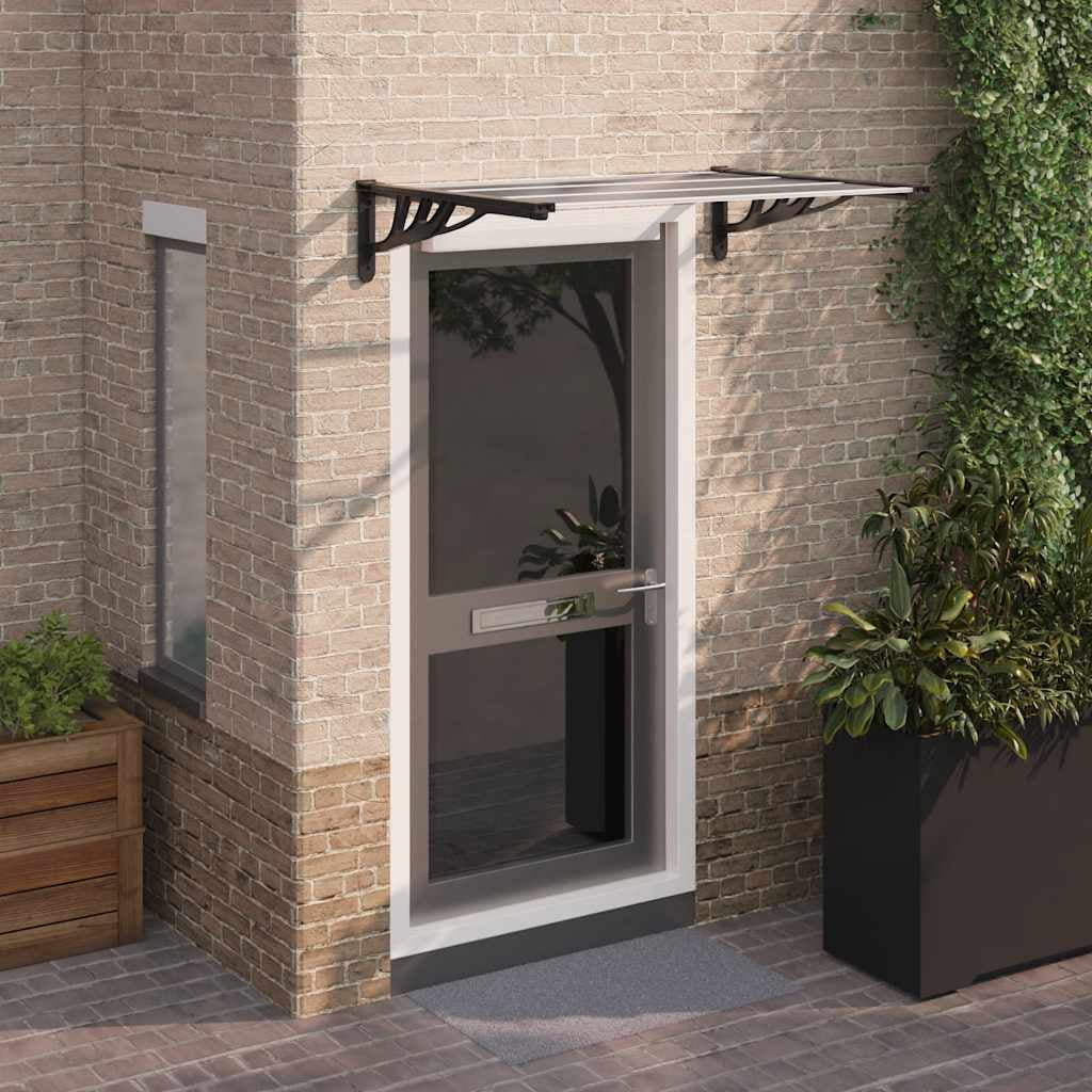 vidaXL ABS and Aluminum Frame Door Awning 1 Piece Black Transparent ...