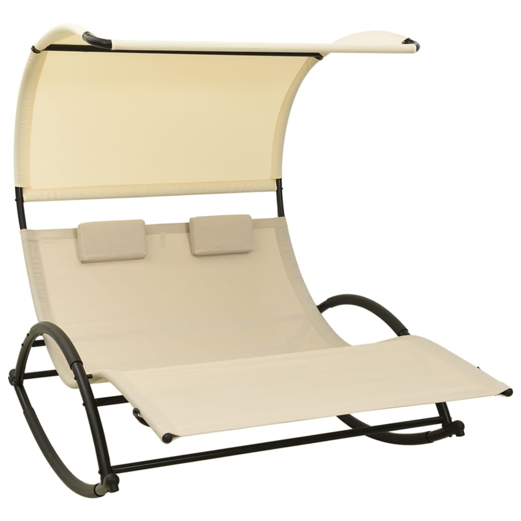 vidaXL Double Sunlounger Patio Lounge Chair with Canopy Outdoor Rocking ...
