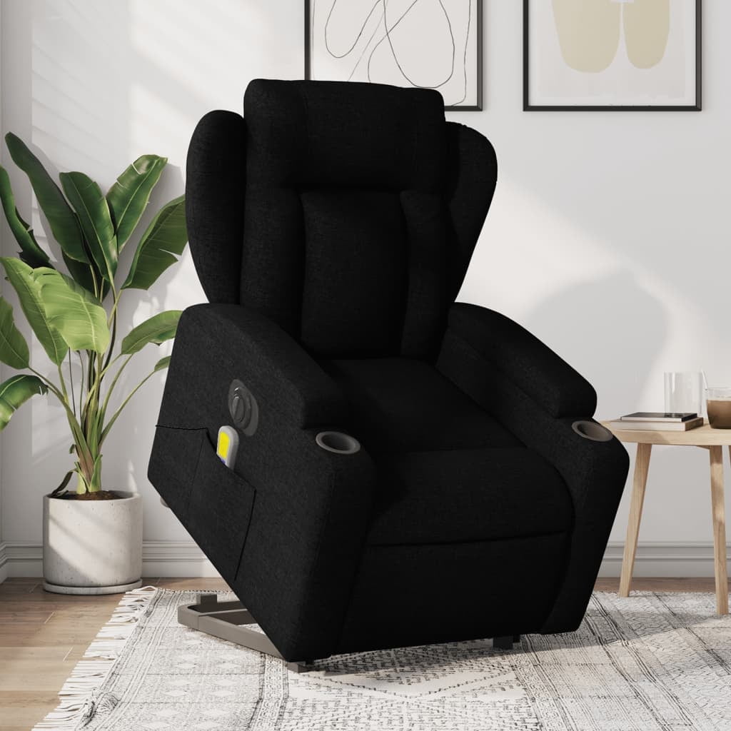 vidaXL Electric Stand up Massage Recliner Chair Black Fabric - Walmart.com