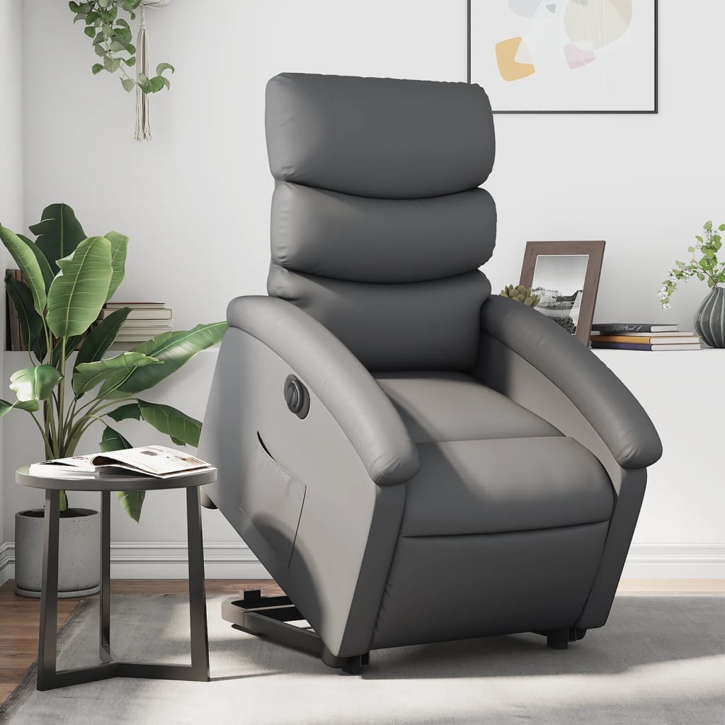 vidaXL Electric Stand up Recliner Chair Gray Faux Leather - Walmart.com