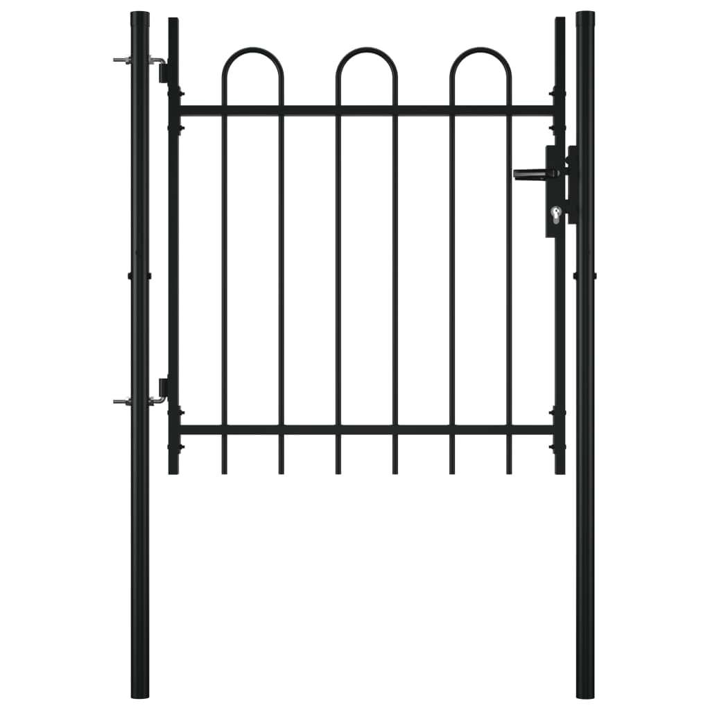 vidaXL Fence Gate Border Fencing Metal Fence Post with Spear Top Double ...