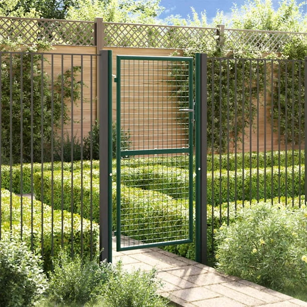vidaXL Fence Gate Metal Fence Post Garden Gate for Outdoor Patio Steel ...