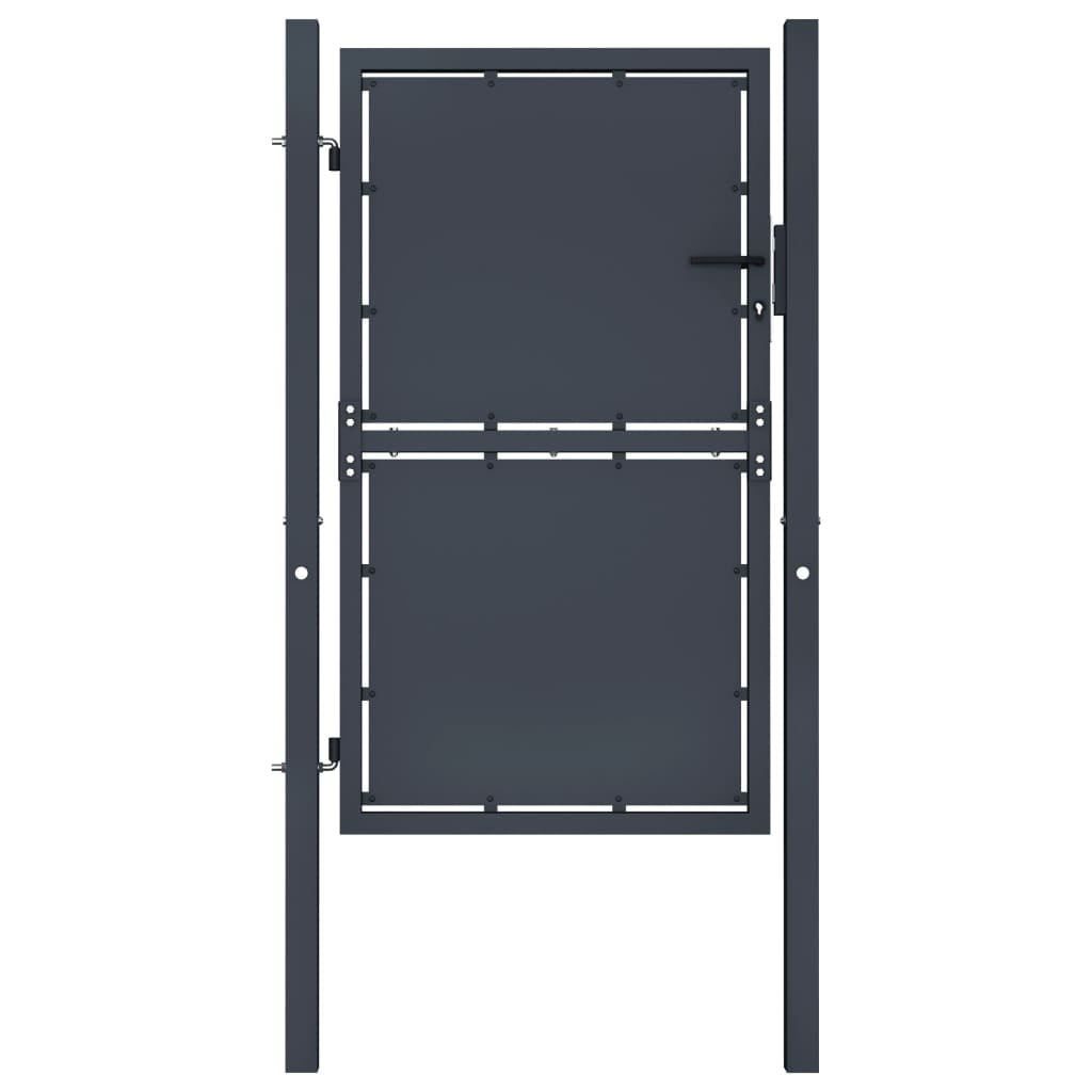 vidaXL Fence Gate Metal Fence Post Garden Gate for Outdoor Steel ...