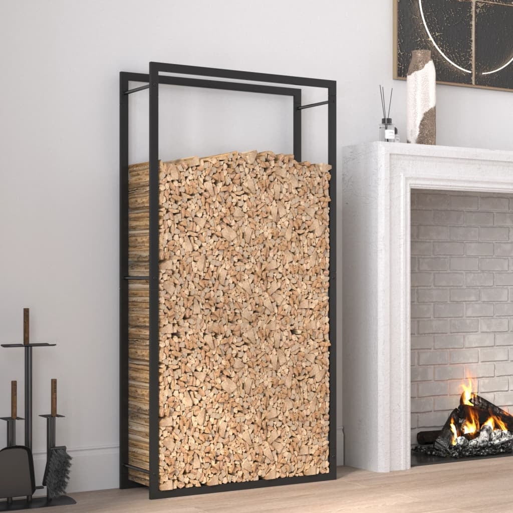 vidaXL Storage Stacker Matt Black Steel Firewood Log Rack - Walmart.com