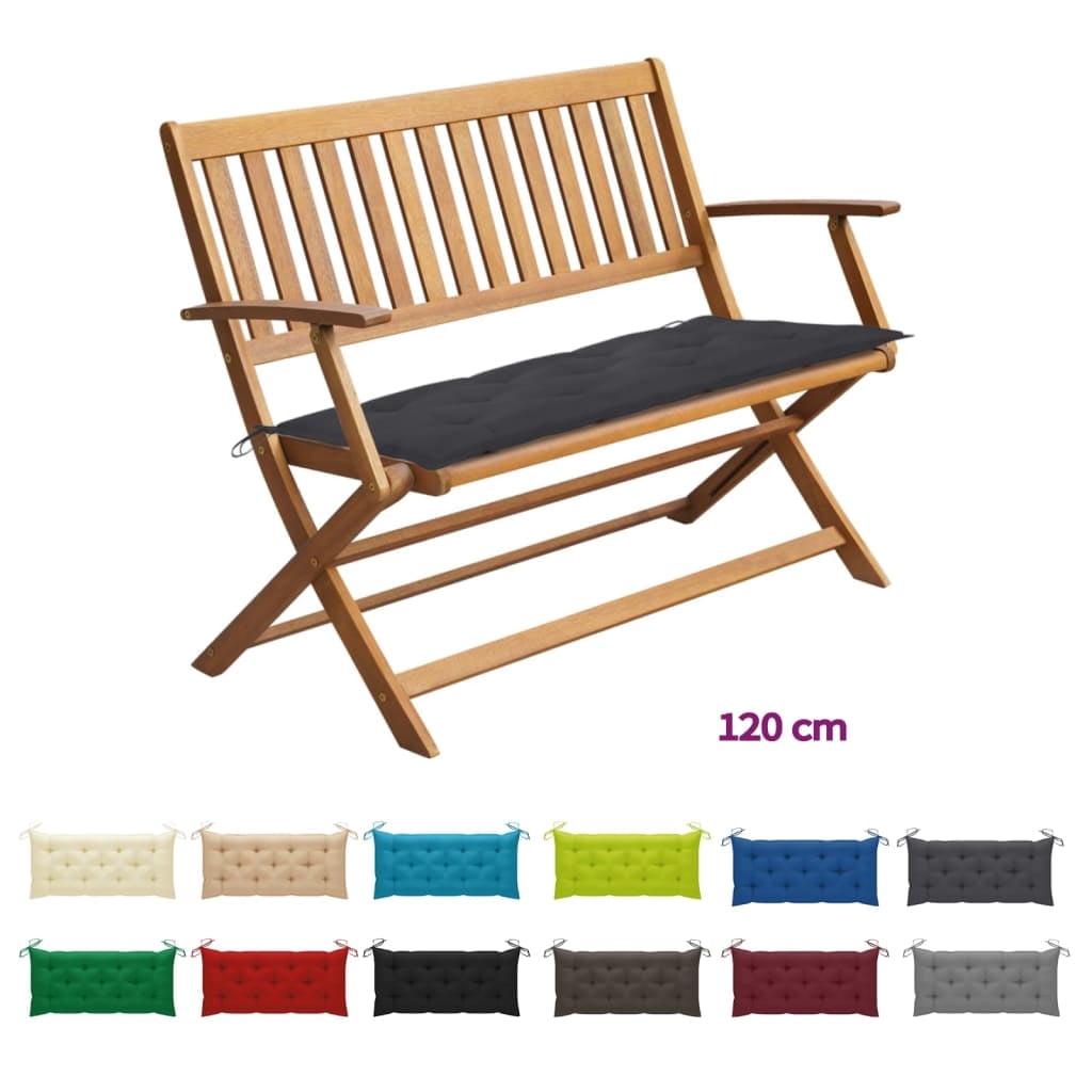 vidaXL Folding Garden Bench Outdoor Patio Bench with Cushion Solid Wood ...