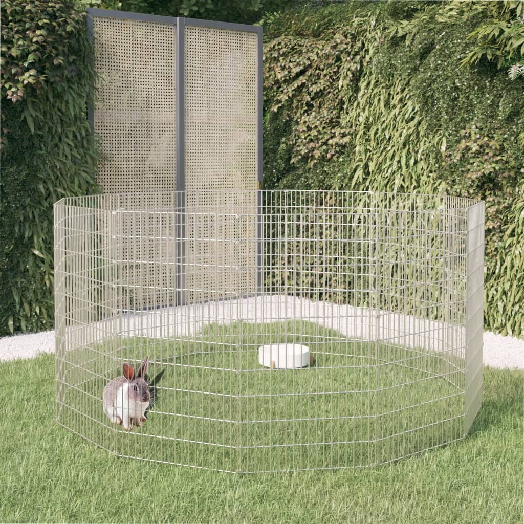 vidaXL Free Range Animal Enclosure 12-Panel 21.3"x39.4" Galvanized Iron ...
